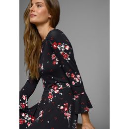 Laura Scott Damen Jerseykleid, schwarz, Gr. 46, gebl&uuml;mt, Jersey, Obermaterial: 95% Viskose, 5% Elasthan, Kleider, festliche Anl&auml;sse, langes Kleid,