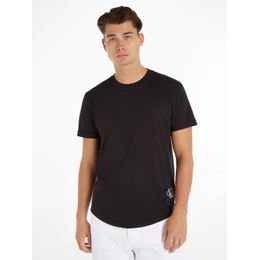 Herren T-Shirt "BADGE TURN UP SLEEVE", schwarz, Gr. S, Calvin Klein Jeans, unifarben, Single Jersey, Obermaterial: 100% Baumwolle, Shirts, mit
