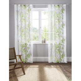 Gardine OTTO HOME, B:144cm H:145cm, gr&uuml;n, Voile, Polyester, Wohnzimmer, Gardinen, "Ina", transparent, 2-er Set, einseitig bedruckt, Voile