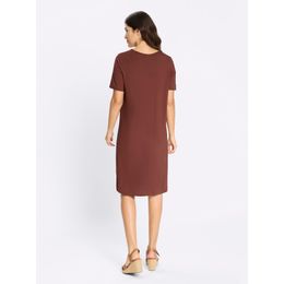 Classic Basics Damen Jerseykleid "Jersey-Kleid"rotbraun, Gr. 40, unifarben, Jersey, 95% Viskose, 5% Elasthan, Kleider