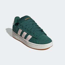 Damen Sneaker "GRAND COURT ALPHA", adidas Sportswear, Gr. 38,5, gr&uuml;n, Leder, Textil, Schuhe, inspiriert vom Design des adidas campus 00