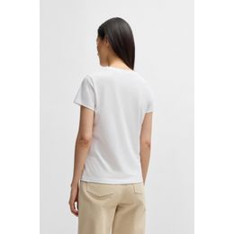 BOSS Orange Damen T-Shirt "Esogo_MA_crystal Premium Damenmode", wei&szlig;, Gr. L, unifarben, Single Jersey, Obermaterial: 100% Baumwolle, Shirts, mit