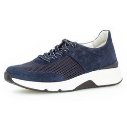 ROLLINGSOFT Damen Keilsneaker, Gr. 35, blau, Textil, Veloursleder, Schuhe, Freizeitschuh, Halbschuh, Schn&uuml;rschuh, Logoschriftzug an der Ferse