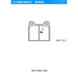 ATE Bremsbelagsatz, Scheibenbremse 13.0460-4048.2 vorne rechts links f&uuml;r VAUXHALL PORSCHE OPEL 90114542 90297415 91135195000