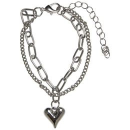 Urban Classics Damen Armband "Urban Classics Unisex Heart Icon Layering Bracelet", S/M, Eisensilber, Eisen, Armb&auml;nder