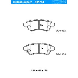 ATE Bremsbelagsatz, Scheibenbremse 13.0460-5784.2 hinten rechts links f&uuml;r NISSAN 44060-EB325 44060-EA091 44060-EA090