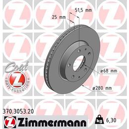 Zimmermann Bremsscheibe COAT Z 370.3053.20 vorne rechts links bel&uuml;ftet 280mm f&uuml;r MAZDA (CHANGAN) B45A-33-251A BKC3-33-251 BJS7-33-251A