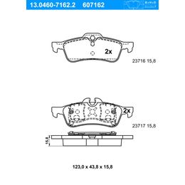 ATE Bremsbelagsatz, Scheibenbremse 13.0460-7162.2 hinten rechts links f&uuml;r MINI BMW 34216762871 34216761288 34216770252