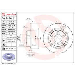 Brembo Bremsscheibe COATED DISC LINE 08.D180.11 hinten rechts links voll 296mm f&uuml;r MINI 34219808513 34219811540