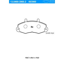 ATE Bremsbelagsatz, Scheibenbremse 13.0460-3960.2 vorne rechts links f&uuml;r FORD 1134158 6197738 7018202
