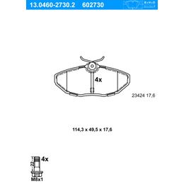 ATE Bremsbelagsatz, Scheibenbremse 13.0460-2730.2 hinten rechts links f&uuml;r JAGUAR C2C22316 C2C40194 XR812436