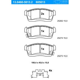 ATE Bremsbelagsatz, Scheibenbremse 13.0460-5613.2 vorne rechts links mit Zubeh&ouml;r f&uuml;r DAIHATSU 04491-B2010-000 04491-B1010-000 04465-B1110-000