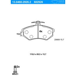 ATE Bremsbelagsatz, Scheibenbremse 13.0460-2926.2 vorne rechts links f&uuml;r VAG 853698151 853698151A