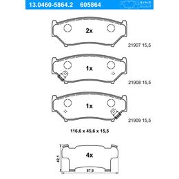ATE Bremsbelagsatz, Scheibenbremse 13.0460-5864.2 vorne rechts links f&uuml;r SUZUKI 55200-65D00 55200-65D01 55200-65D20
