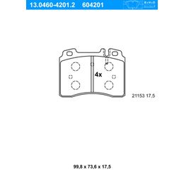 ATE Bremsbelagsatz, Scheibenbremse 13.0460-4201.2 vorne rechts links f&uuml;r MERCEDES-BENZ 0014209420 A0014209420 A0024201520