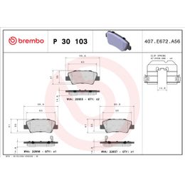 Brembo Bremsbelagsatz, Scheibenbremse P 30 103 hinten rechts links mit Zubeh&ouml;r f&uuml;r HYUNDAI KIA (DYK) GEELY LANDWIND (JMC) (BEIJING) 58302F6A50 58302G0