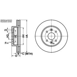 ATE Bremsscheibe 24.0124-0187.1 vorne rechts links bel&uuml;ftet 254mm f&uuml;r KIA 51712-FD300