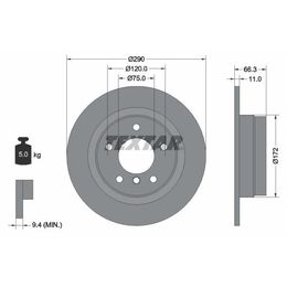 TEXTAR Bremsscheibe PRO 92261003 hinten rechts links voll 290mm f&uuml;r BMW 34216792225 6792225