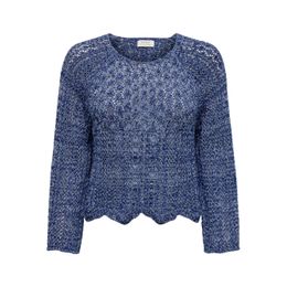 Only Damen Rundhalspullover "ONLNOLA LIFE 3/4 PULLOVER KNT NOOS", blau, Gr. M, Strick, Obermaterial: 70% Baumwolle, 30% Polyester, Pullover
