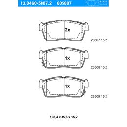 ATE Bremsbelagsatz, Scheibenbremse 13.0460-5887.2 vorne rechts links f&uuml;r SUZUKI SUBARU DAIHATSU NISSAN 55810-M68K00 41060-4A00B 04465B1020