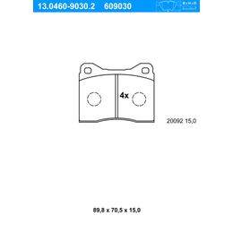 ATE Bremsbelagsatz, Scheibenbremse 13.0460-9030.2 vorne rechts links f&uuml;r BMW 34111103726 34111103207 34111111649