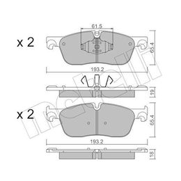 METELLI Bremsbelagsatz, Scheibenbremse 22-1123-0 vorne rechts links f&uuml;r LAND ROVER JAGUAR J9C18522 J9C33357 LR072681