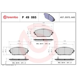 Brembo Bremsbelagsatz, Scheibenbremse P 49 065 vorne rechts links ohne Zubeh&ouml;r f&uuml;r MAZDA (CHANGAN) BCYA3328ZB BCYA3328Z BCYA3328ZA
