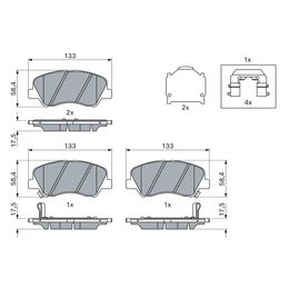 Bosch Bremsbelagsatz, Scheibenbremse 0 986 494 563 vorne rechts links f&uuml;r HYUNDAI KIA EMGRAND 58101H9A60 58101C8A50