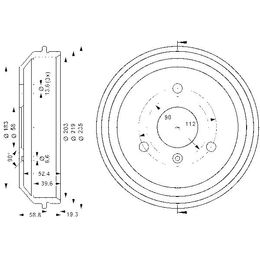 ATE Bremstrommel 24.0220-3027.1 hinten rechts links f&uuml;r SMART 0004329V001000000 0004329V003000000 0004329V005000000