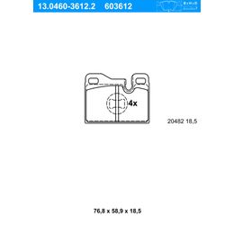 ATE Bremsbelagsatz, Scheibenbremse 13.0460-3612.2 vorne rechts links f&uuml;r PORSCHE VAG 477698151B 477698151A 94435295102
