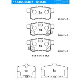 ATE Bremsbelagsatz, Scheibenbremse 13.0460-5648.2 hinten rechts links f&uuml;r HONDA 43022-TL1-G02 43022-TA0-A81 43022-TL1-G01