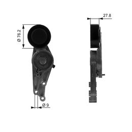 GATES Spannrolle, Keilrippenriemen DriveAlign&reg; T38207 Riemenspanner, 76mm f&uuml;r VW SEAT AUDI 06B903133 06B903133A 06B903133E
