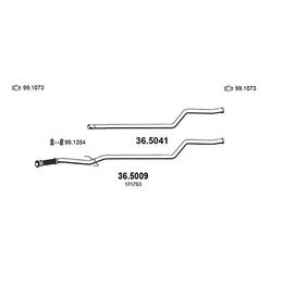 Asso Abgasrohr 36.5009 Mitte f&uuml;r PEUGEOT 1717S3 1717TJ