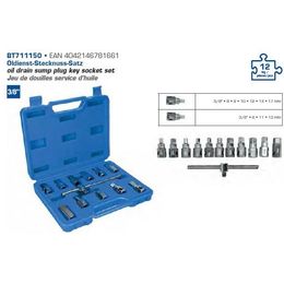 Brilliant Tools &Ouml;ldienst-Stecknuss-Satz, 12-tlg. BT711150 &Ouml;lfilterschl&uuml;sselsatz,Steckschl&uuml;sseleinsatz-Set, &Ouml;lablassschraube