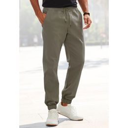 John Devin Herren Jogger Pants "Jogg Pants", gr&uuml;n, Gr. S, unifarben, Web, Obermaterial: 97% Baumwolle, 3% Elasthan, Hosen, aus elastischer