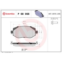 Brembo Bremsbelagsatz, Scheibenbremse P 68 068 vorne rechts links mit Zubeh&ouml;r f&uuml;r RENAULT 410603407R