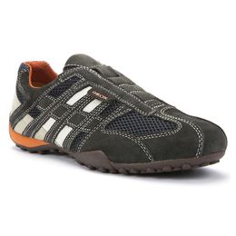 Geox Herren Slip-On Sneaker "UOMO SNAKE", Gr. 40, grau, Textil, Veloursleder, Schuhe, Freizeitschuh, Slipper mit Geox Spezial Membran