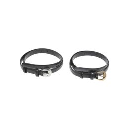 Urban Classics Damen Synthetikg&uuml;rtel "Urban Classics Chunky Buckle Slim Belt 2-Pack", schwarz, Gr. L, 100% Polyurethan, G&uuml;rtel