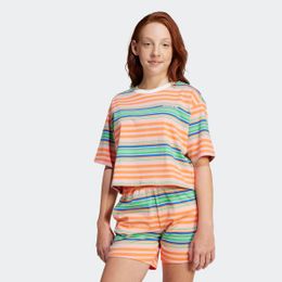 M&auml;dchen T-Shirt "STRIPED KIDS CROP", wei&szlig;, Gr. 140, adidas originals, Obermaterial: 100% Baumwolle, Shirts, f&uuml;r Kinder und Teens, lockere Passform,
