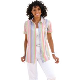 Damen Longbluse hellros&eacute;-bleu-gestreift, Gr&ouml;&szlig;e 42