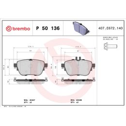 Brembo Bremsbelagsatz, Scheibenbremse P 50 136 hinten rechts links mit Zubeh&ouml;r f&uuml;r MERCEDES-BENZ (BBDC) 0004209800 A0004209203 0004209700