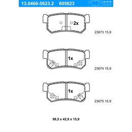 ATE Bremsbelagsatz, Scheibenbremse 13.0460-5623.2 hinten rechts links f&uuml;r DAEWOO SSANGYONG 48413090A1 48413090A0 4841308051