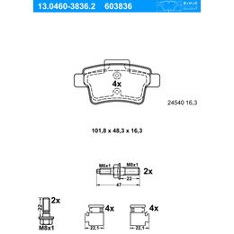 ATE Bremsbelagsatz, Scheibenbremse 13046038362 f&uuml;r CITRO&Euml;N