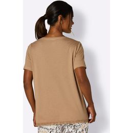 w&auml;schepur W&Auml;SCHEPUR Damen Pyjamaoberteil "Schlafanzug-Shirt", Gr. 44, beige, 50% Baumwolle, 50% Modal, unifarben, Shirts