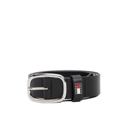 Tommy Jeans Damen Lederg&uuml;rtel "TJW OVAL 3.0 cm breit", schwarz, Gr. 90, Rindsleder, G&uuml;rtel, Ovale Einfachdornschlie&szlig;e und Logo am Verschluss
