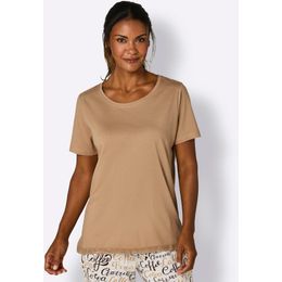 w&auml;schepur W&Auml;SCHEPUR Damen Pyjamaoberteil "Schlafanzug-Shirt", Gr. 52, beige, 50% Baumwolle, 50% Modal, unifarben, Shirts