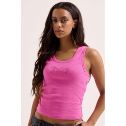 Juicy Couture Damen T-Shirt "THIN STRAP RACER VEST Damen"super pink, Gr. XS, Jersey, 95% Baumwolle, 5% Elasthan, Shirts, T-Shirt Damen, Schriftzug,