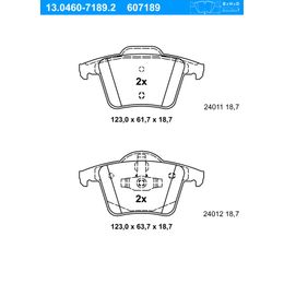 ATE Bremsbelagsatz, Scheibenbremse 13.0460-7189.2 hinten rechts links f&uuml;r VOLVO 274330 30793093 274528