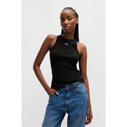 Hugo Damen Tanktop "Easy Tank", schwarz, Gr. L, unifarben, Feinripp, Obermaterial: 96% Baumwolle, 4% Elasthan, Tops, Stretch-Baumwolle, Slim Fit