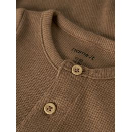 name it M&auml;dchen Langarmbody "NBMKAB LS BODY NOOS", Gr. 92, braun, Feinripp, Obermaterial: 57% Baumwolle, 38% Modal, 5% Elasthan, unifarben, Bodys